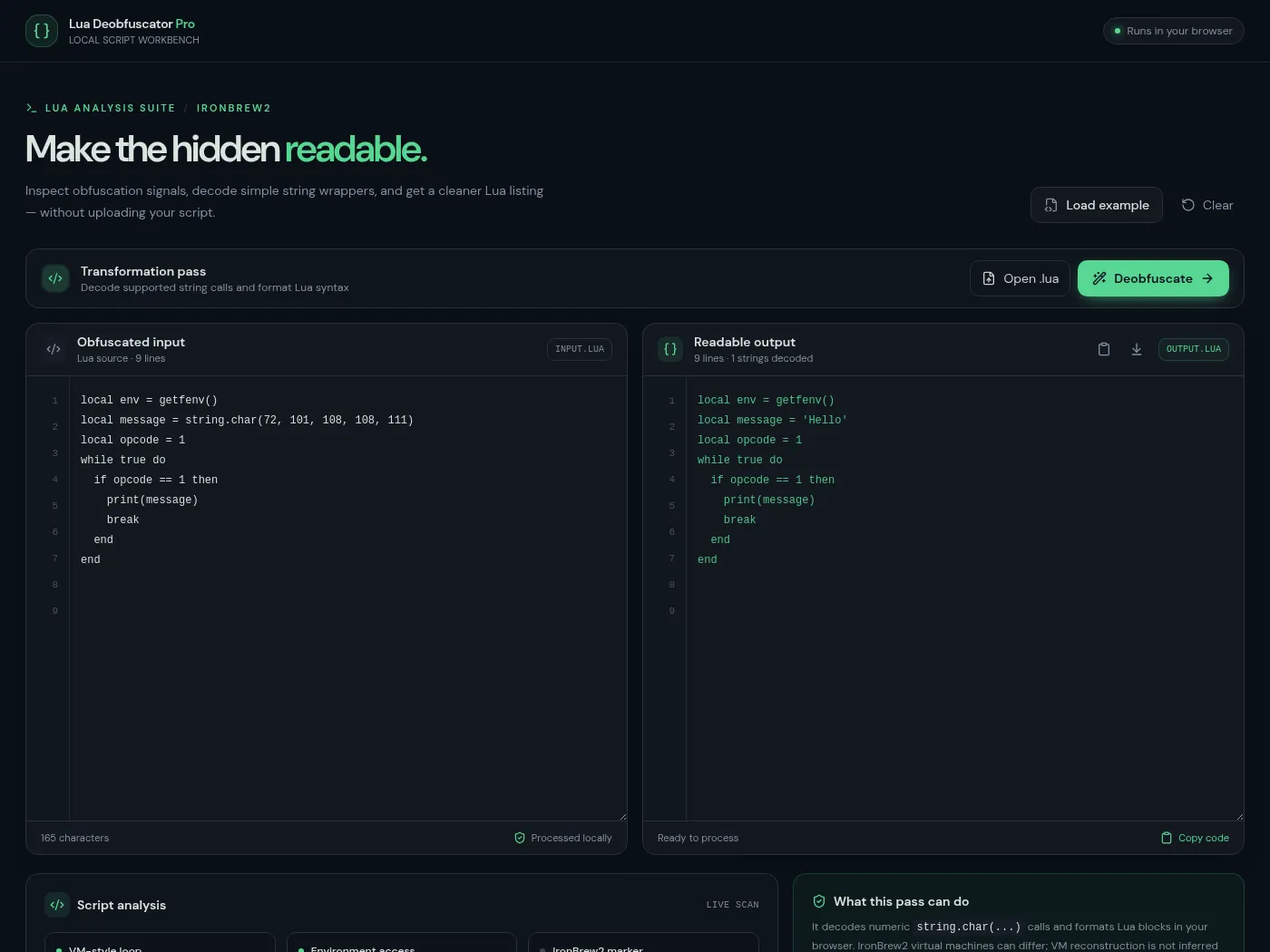 Lua Deobfuscator Pro