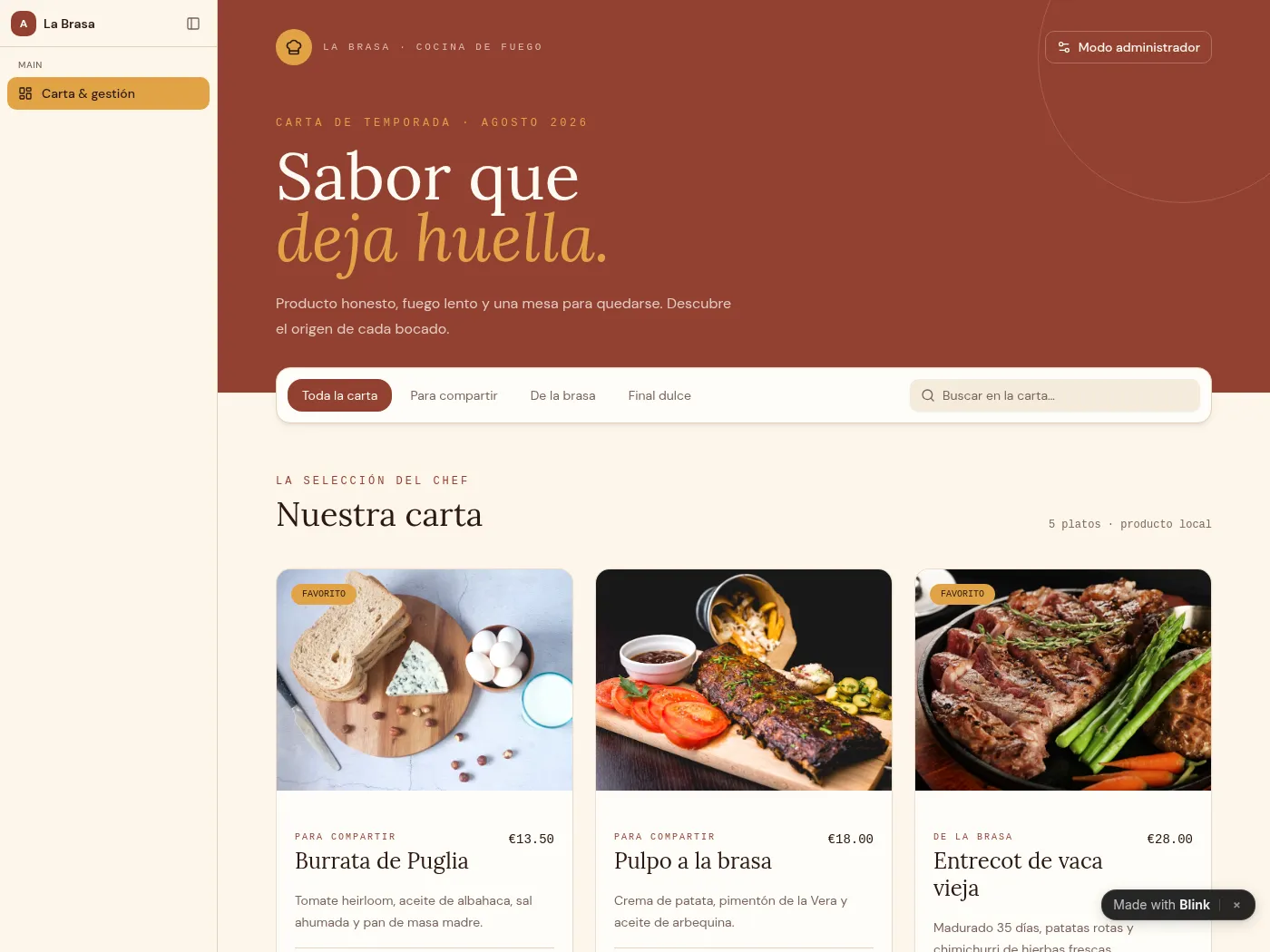 Interactive Restaurant Menu