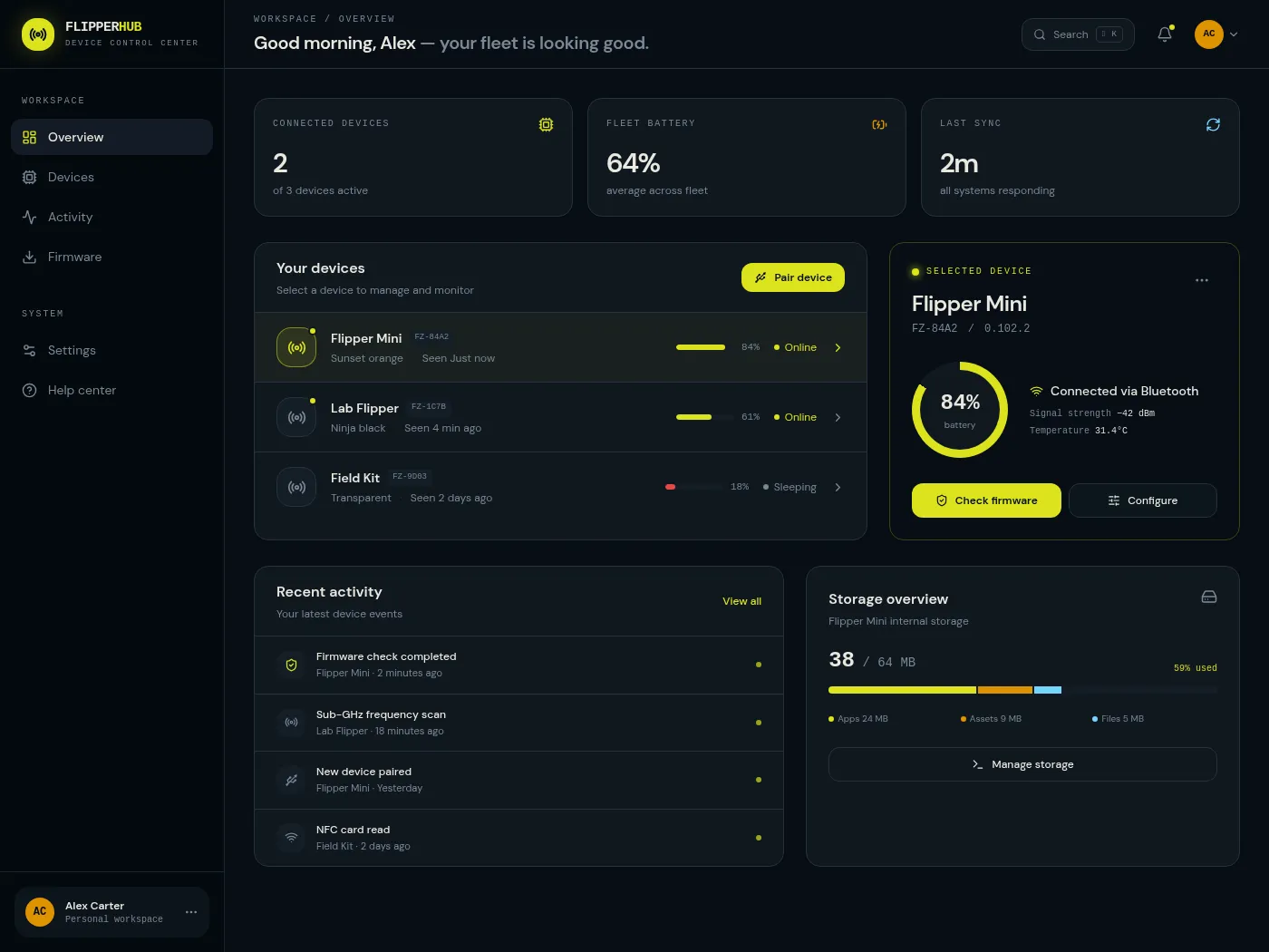 Flipper Zero Dashboard