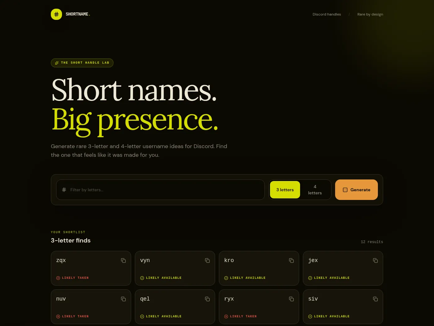 ShortName Generator