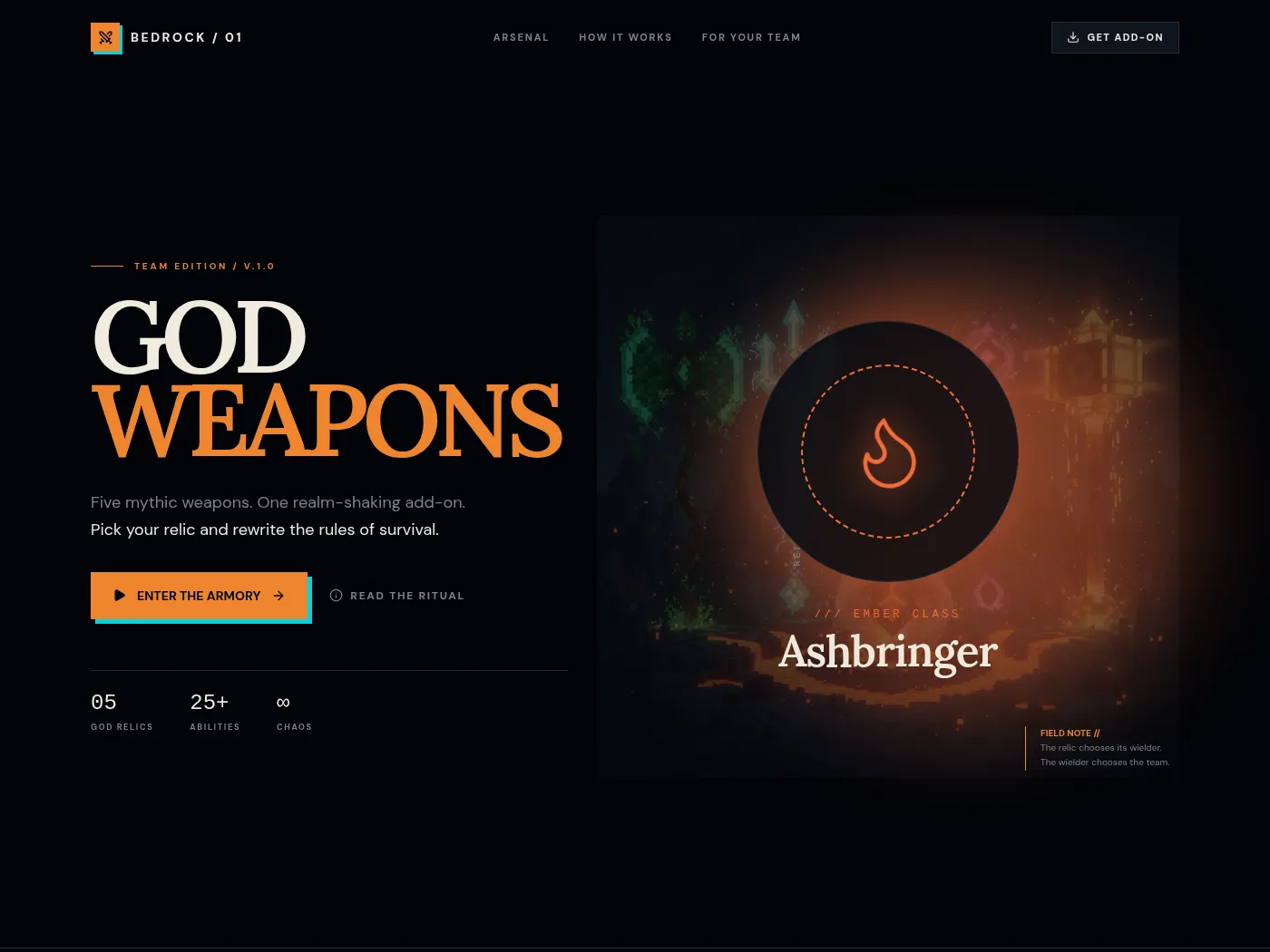God Weapons Bedrock Add-On