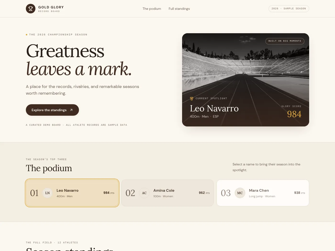 Gold Glory Board