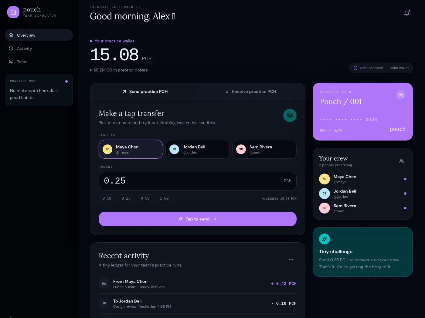 Team Crypto Wallet Sim