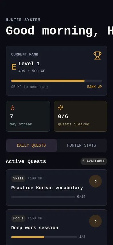 Solo Leveling Goal Tracker