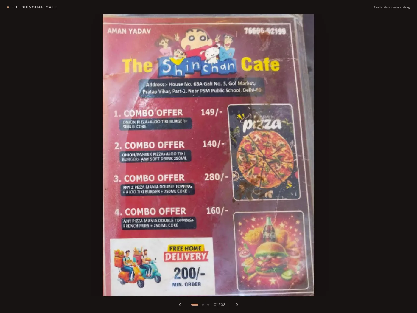 Shinchan Cafe 3D Menu