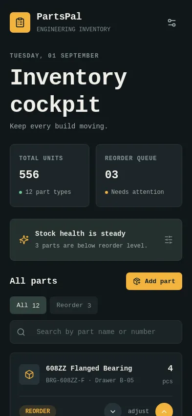PartsPal Mobile Inventory