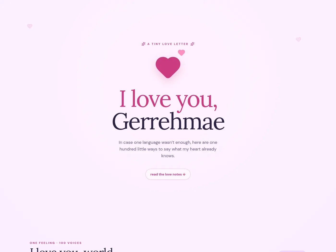 Heartfelt Love Page