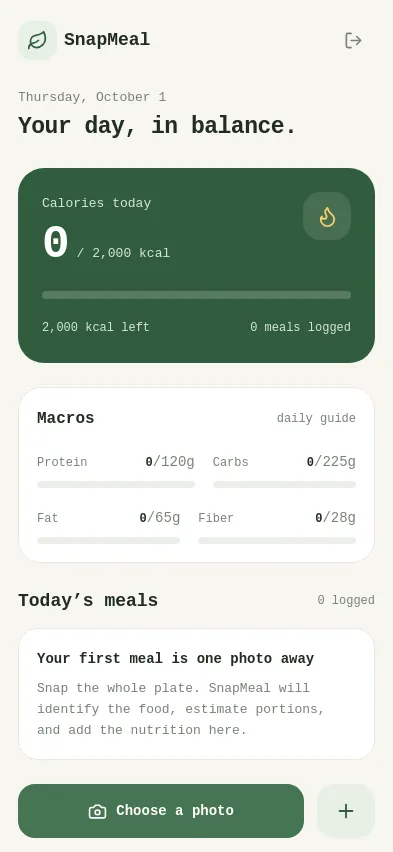 SnapMeal Nutrition Tracker