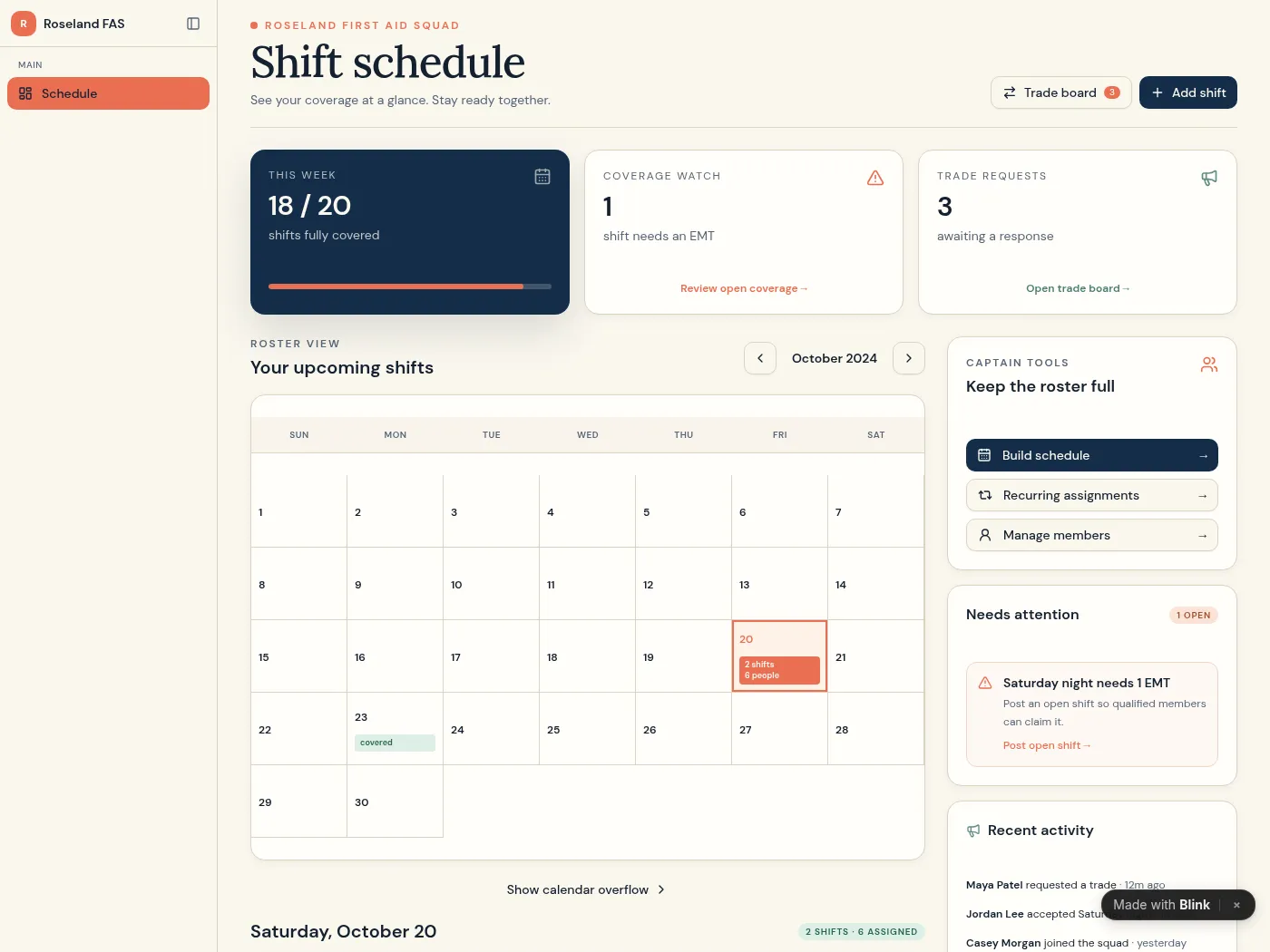 Roseland Shift Scheduler