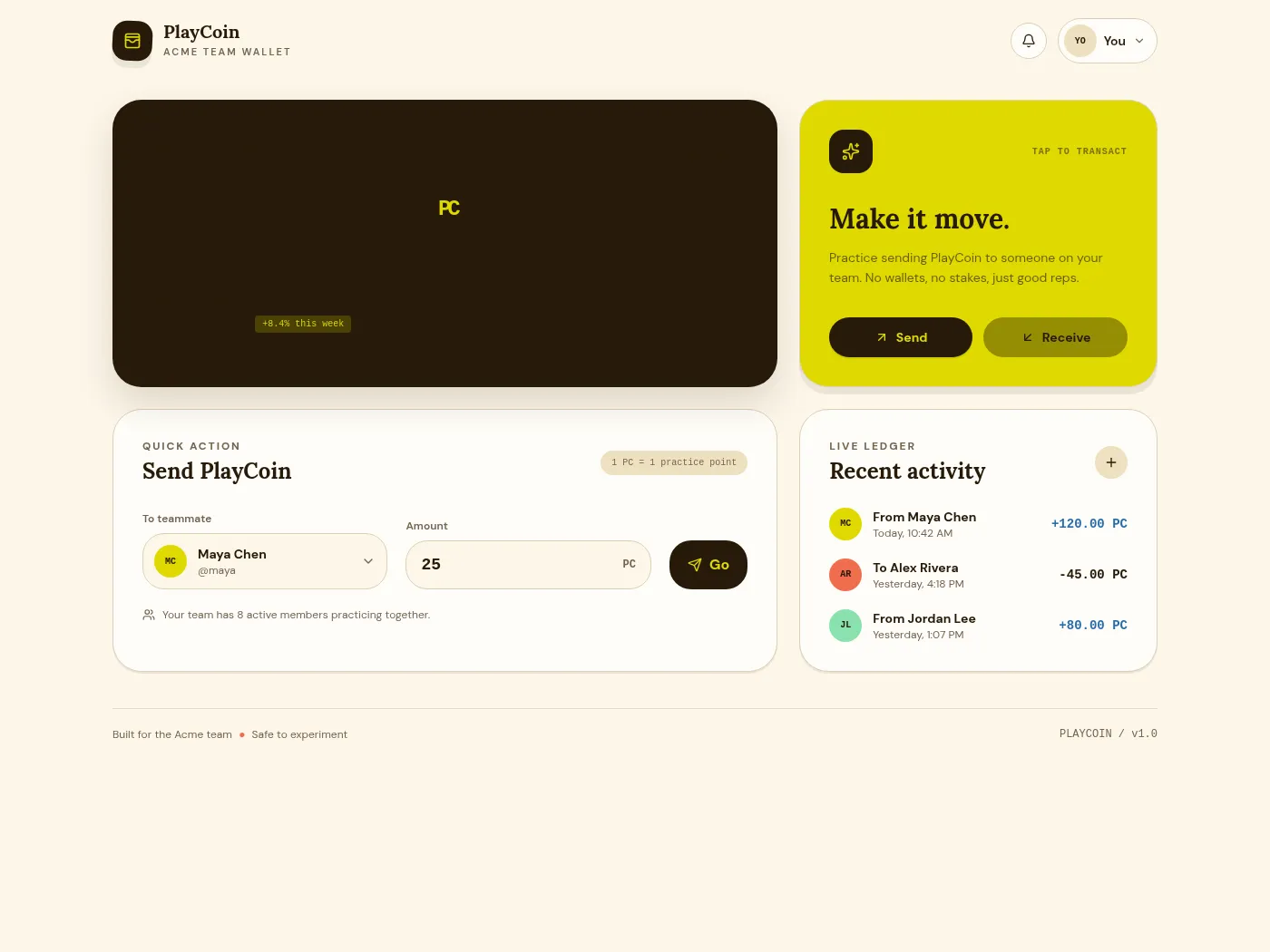 PlayCoin Wallet Sim