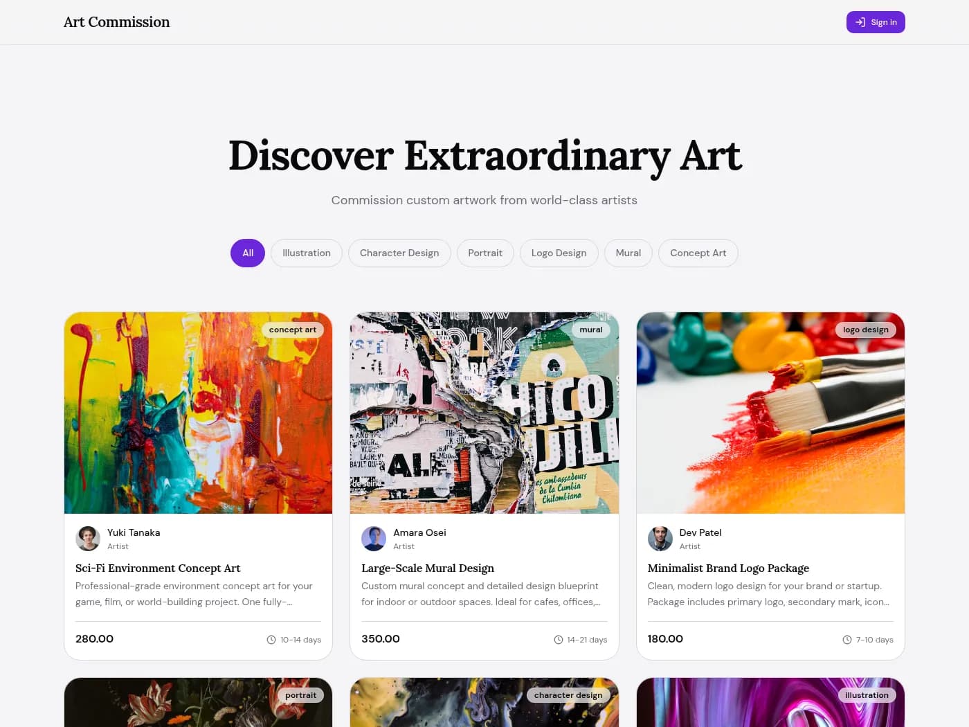 Art Commission Portal