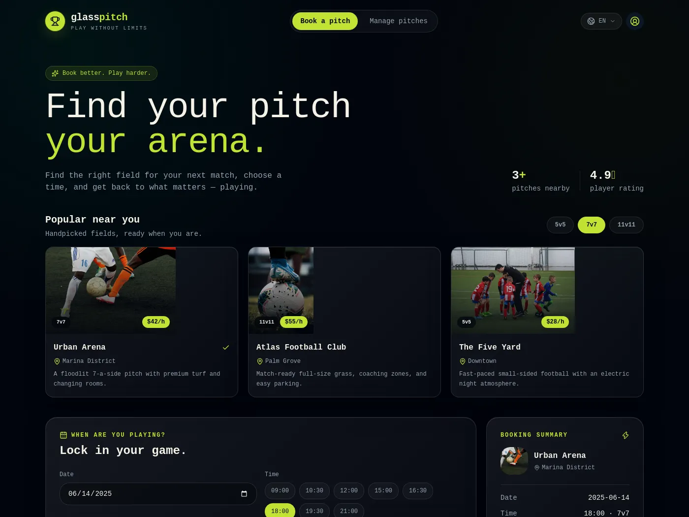 GlassPitch Booking Portal