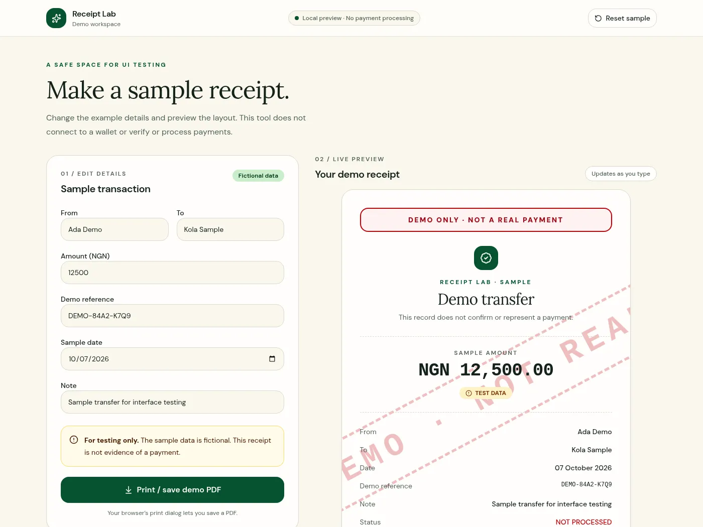 Opay Receipt Generator