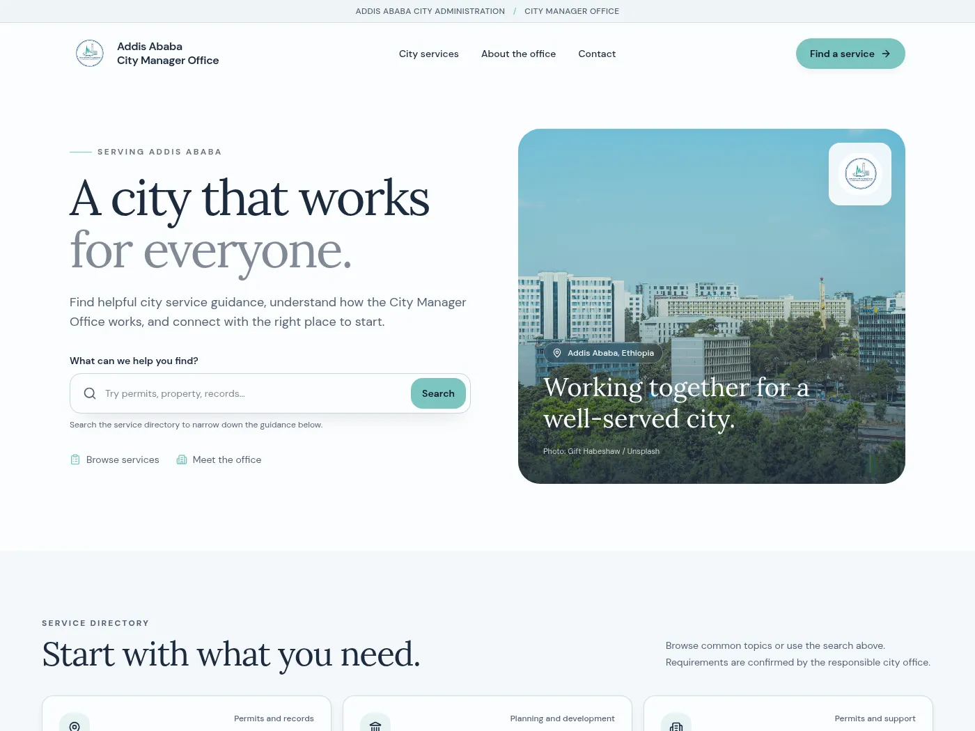Addis ababa  City Manager office Portal