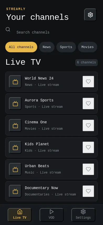 Streamly Minimalist IPTV
