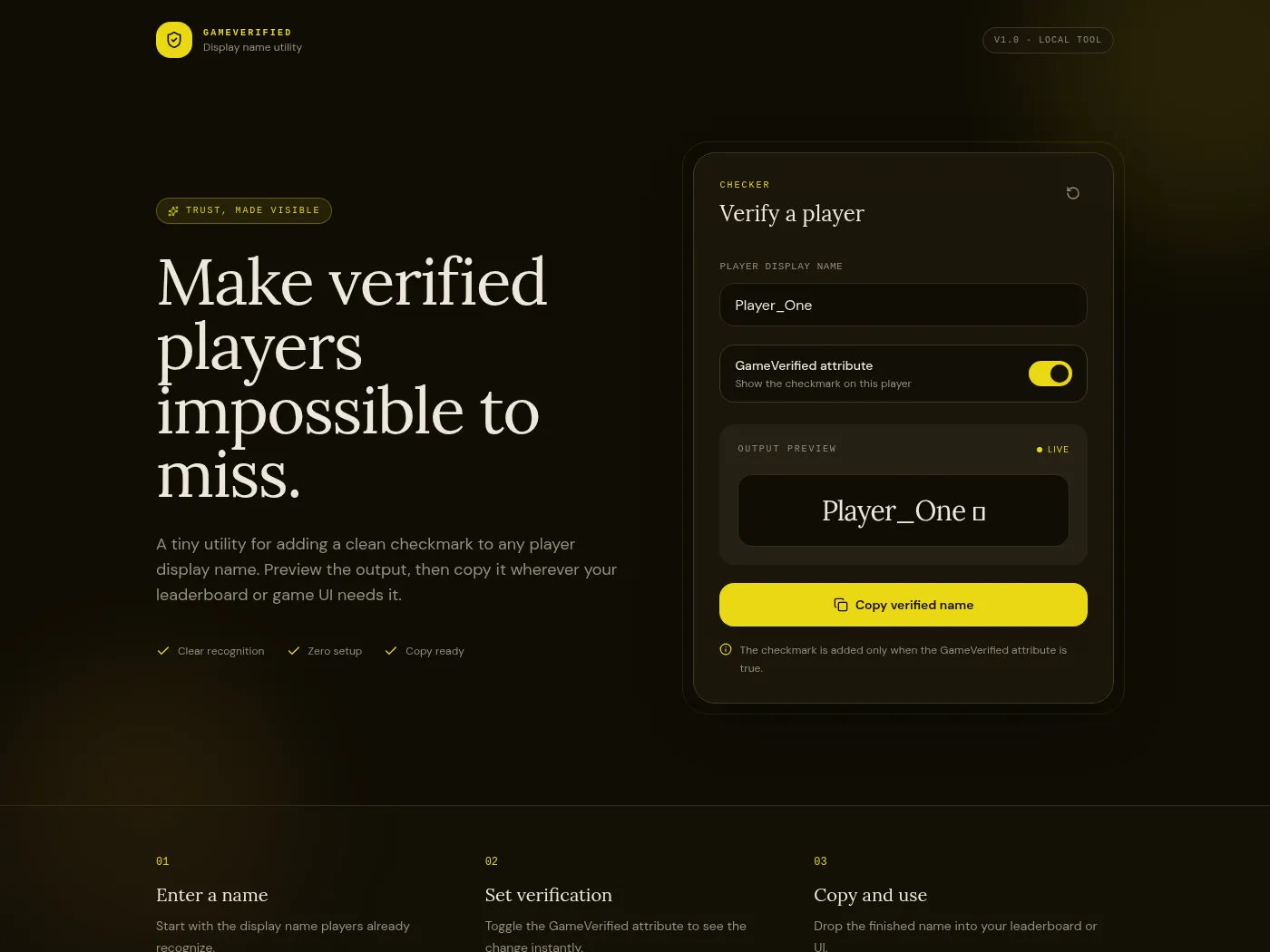 Game Verified Checker