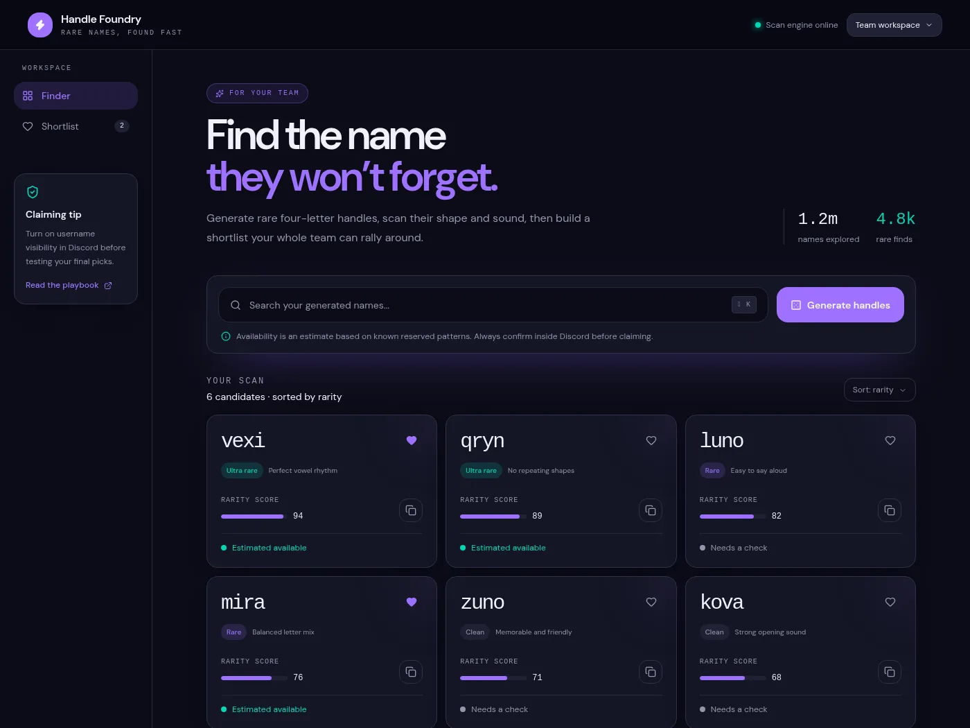 Rare Discord Handle Finder