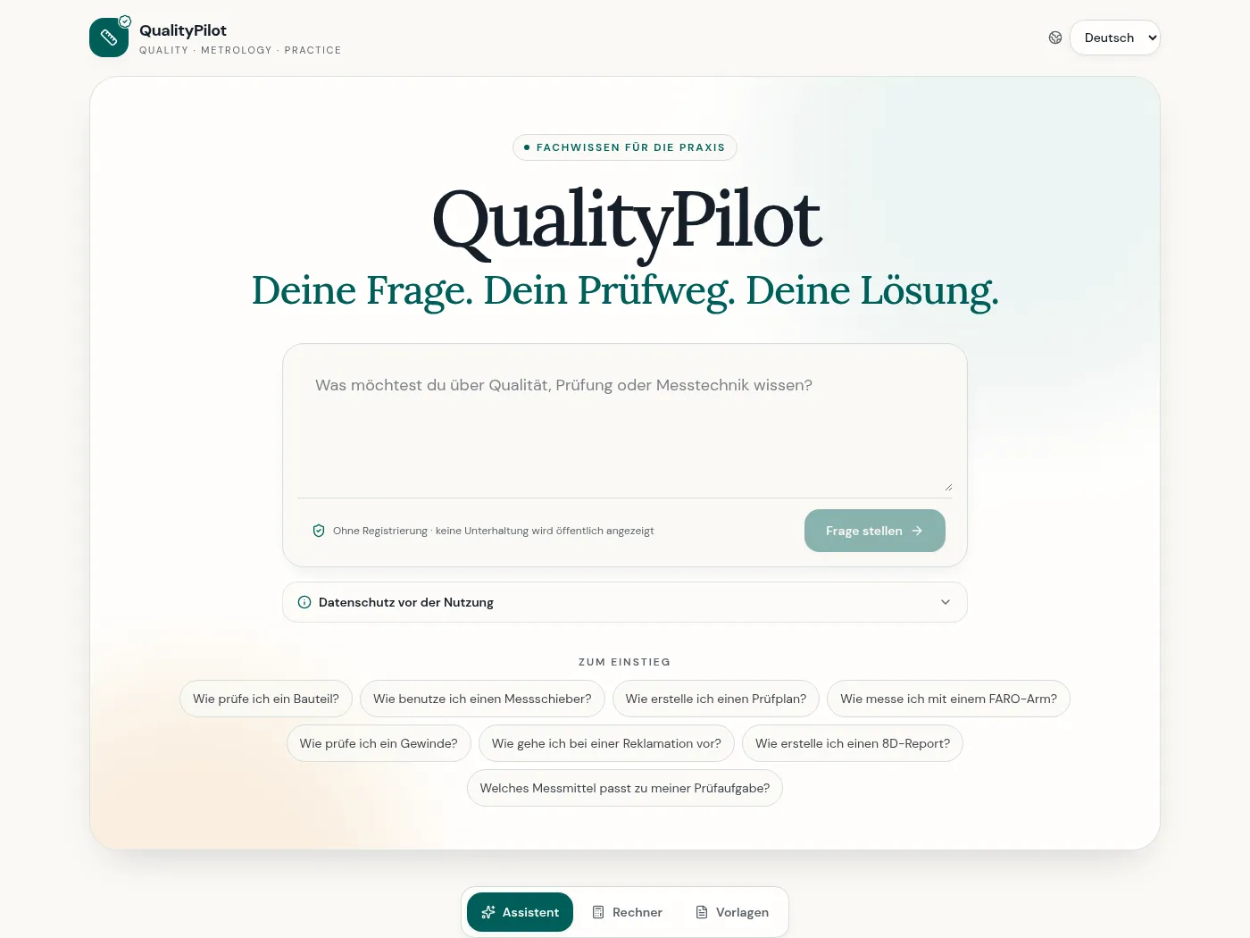 QualityPilot KI-Webseite
