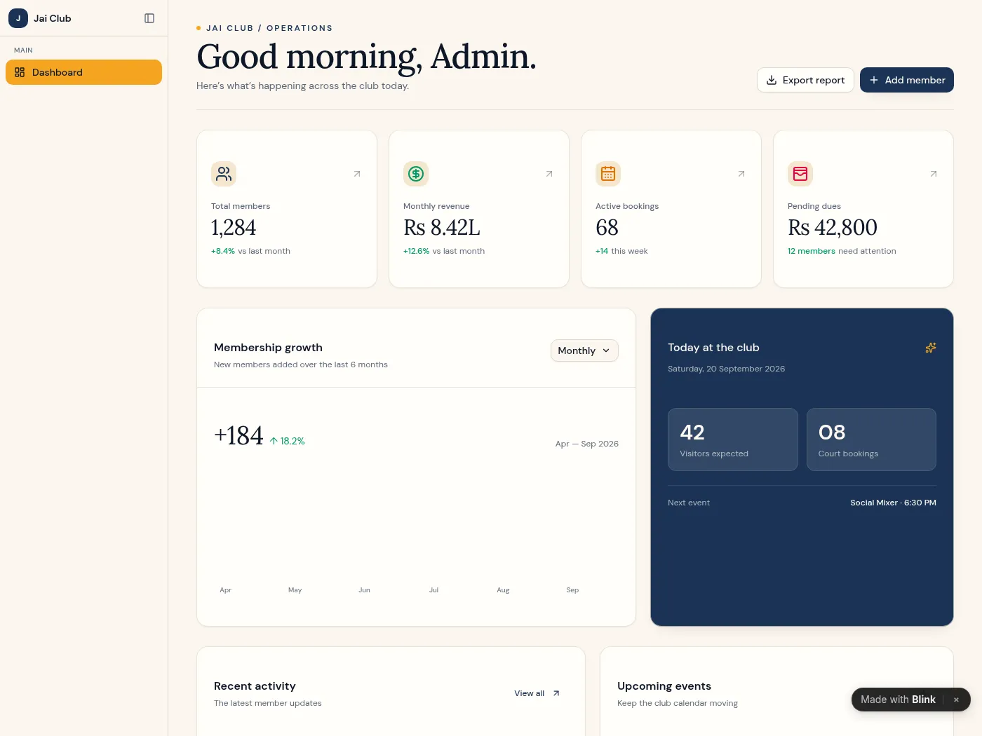 Jai Club Admin Panel