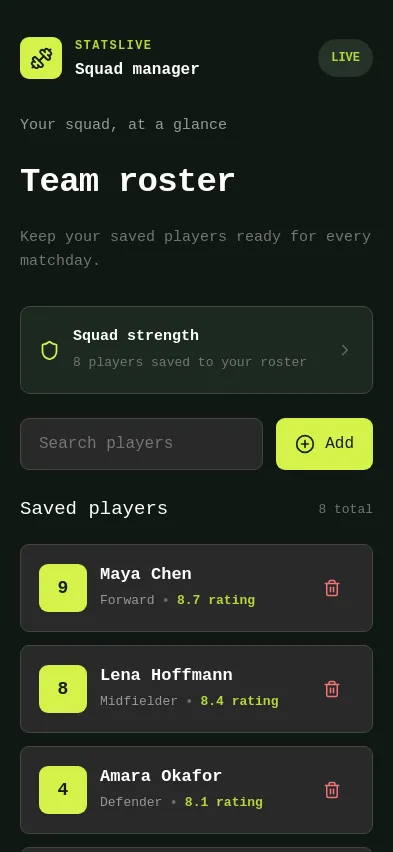 StatsLive Dashboard