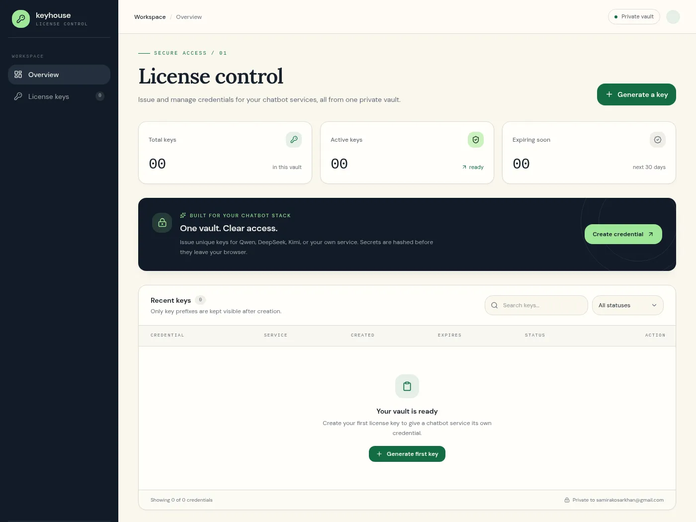 Chatbot License Key Hub