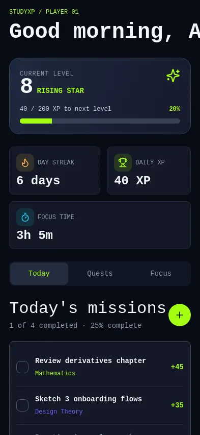 StudyXP Gamified Learning