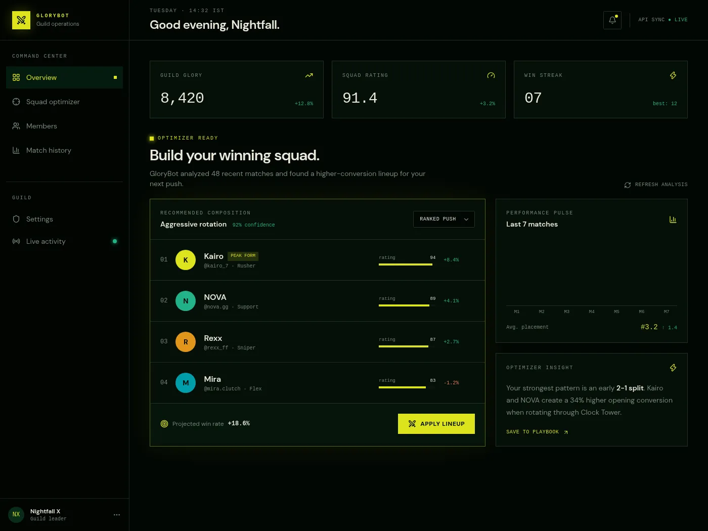 GloryBot for Freefire Guilds