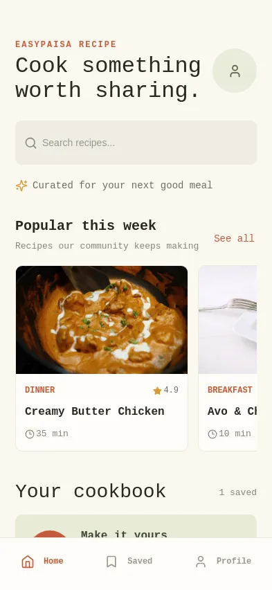 Easypaisa Recipe Tracker