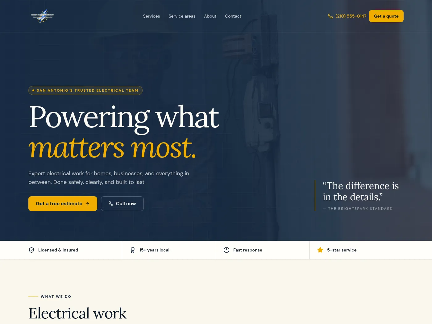 BrightSpark Electrical Site