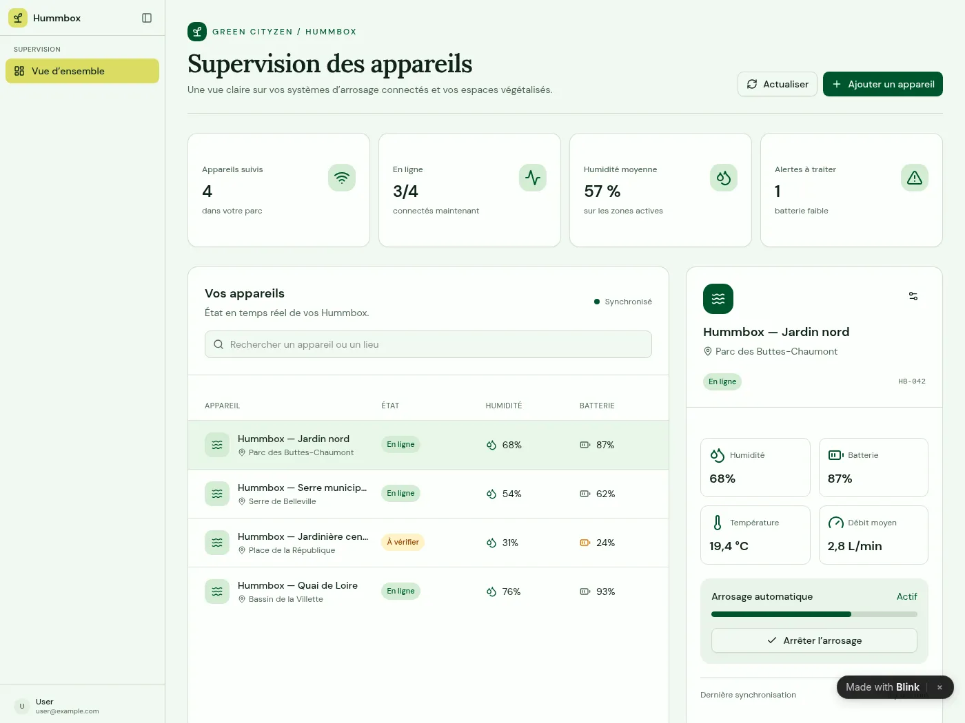 Hummbox Device Dashboard