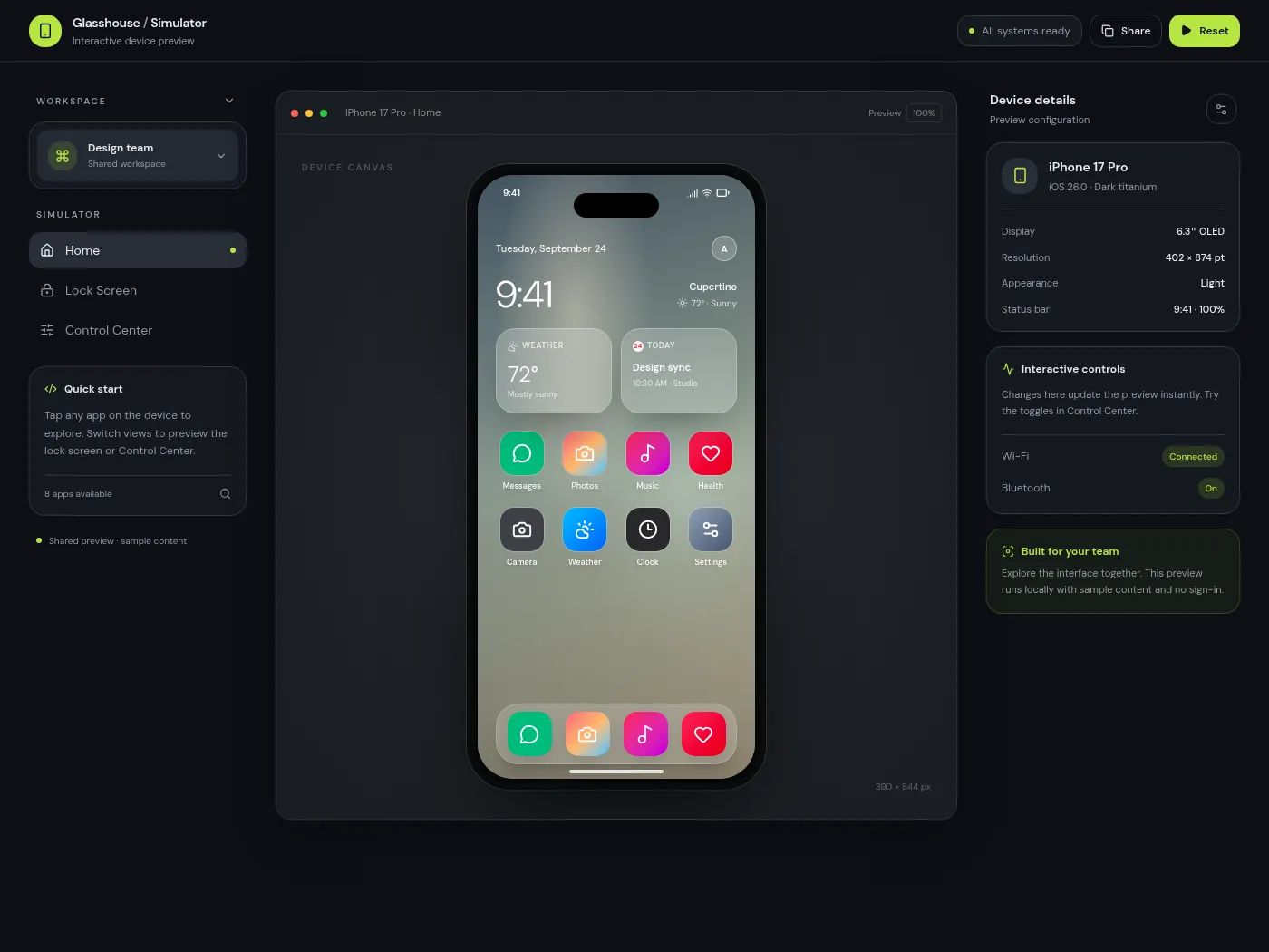 iOS 26 Web Simulator