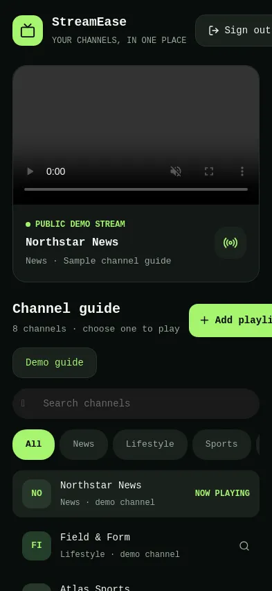 StreamEase IPTV Player