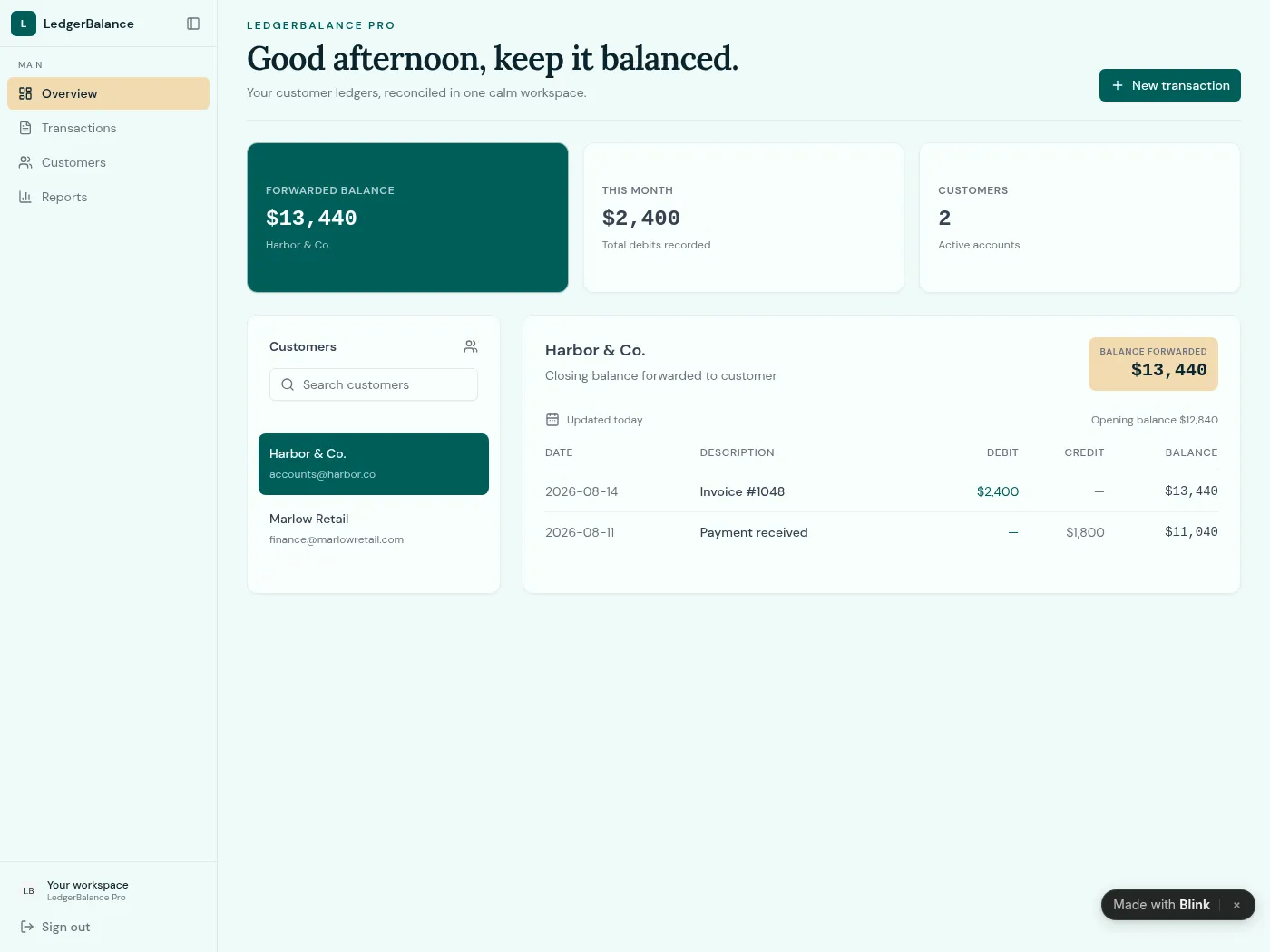 LedgerBalance Pro