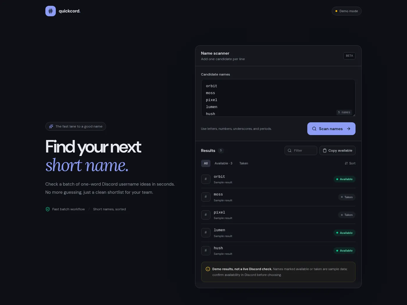 QuickCord Username Checker