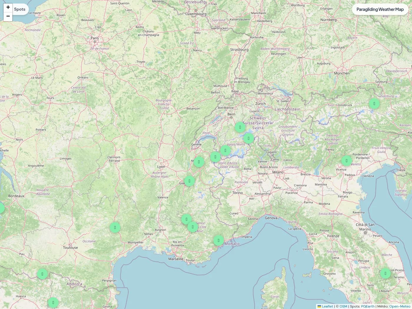 Paragliding Weather Map