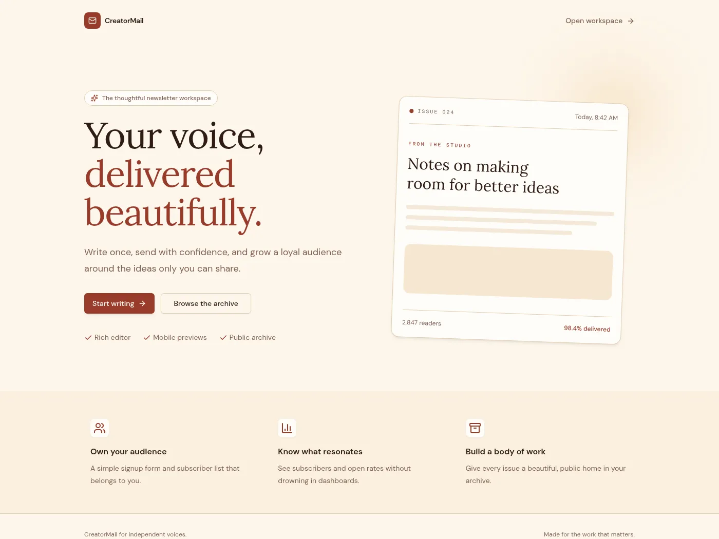 CreatorMail Newsletter Tool