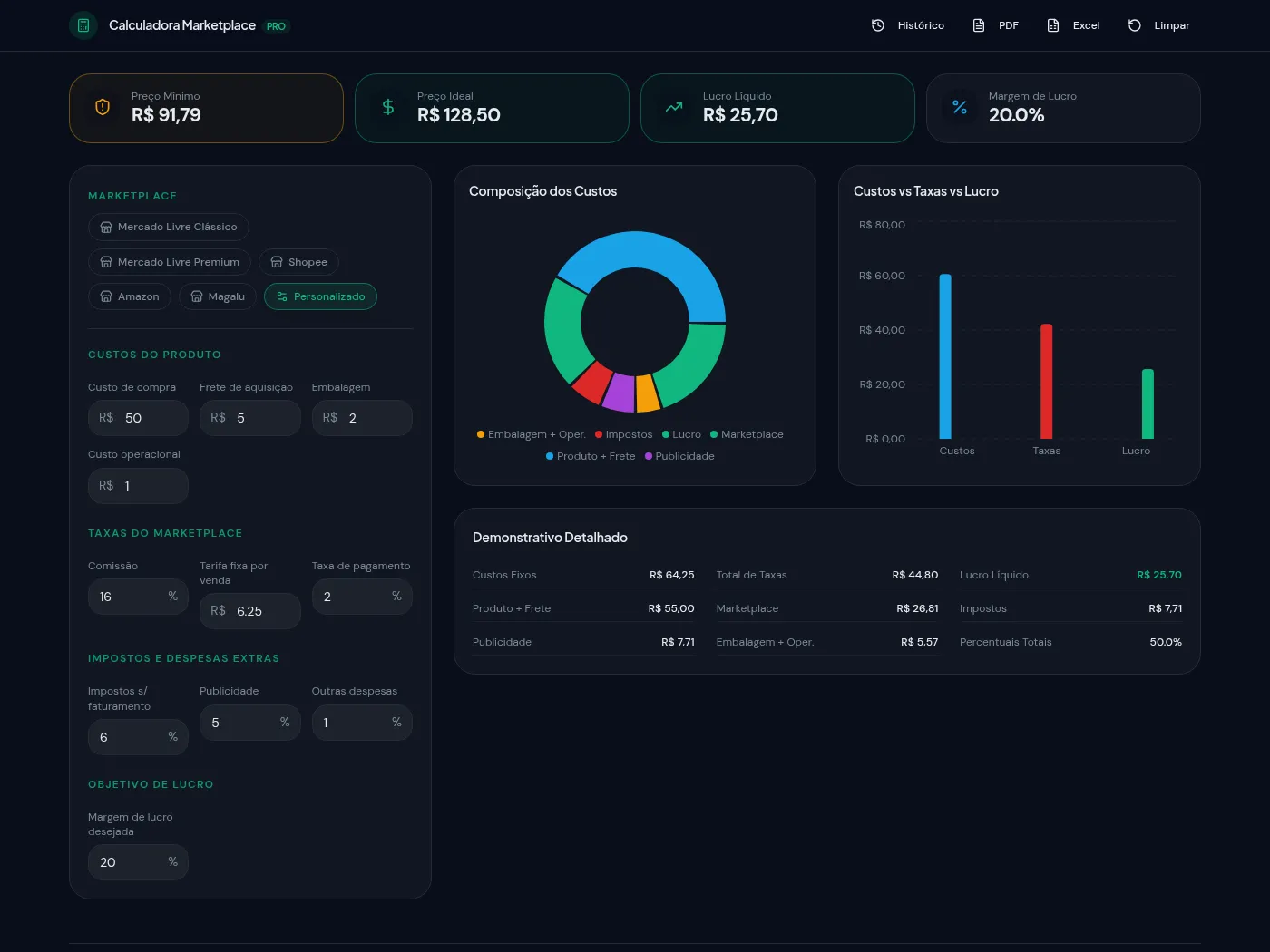 Calculadora Marketplace PRO