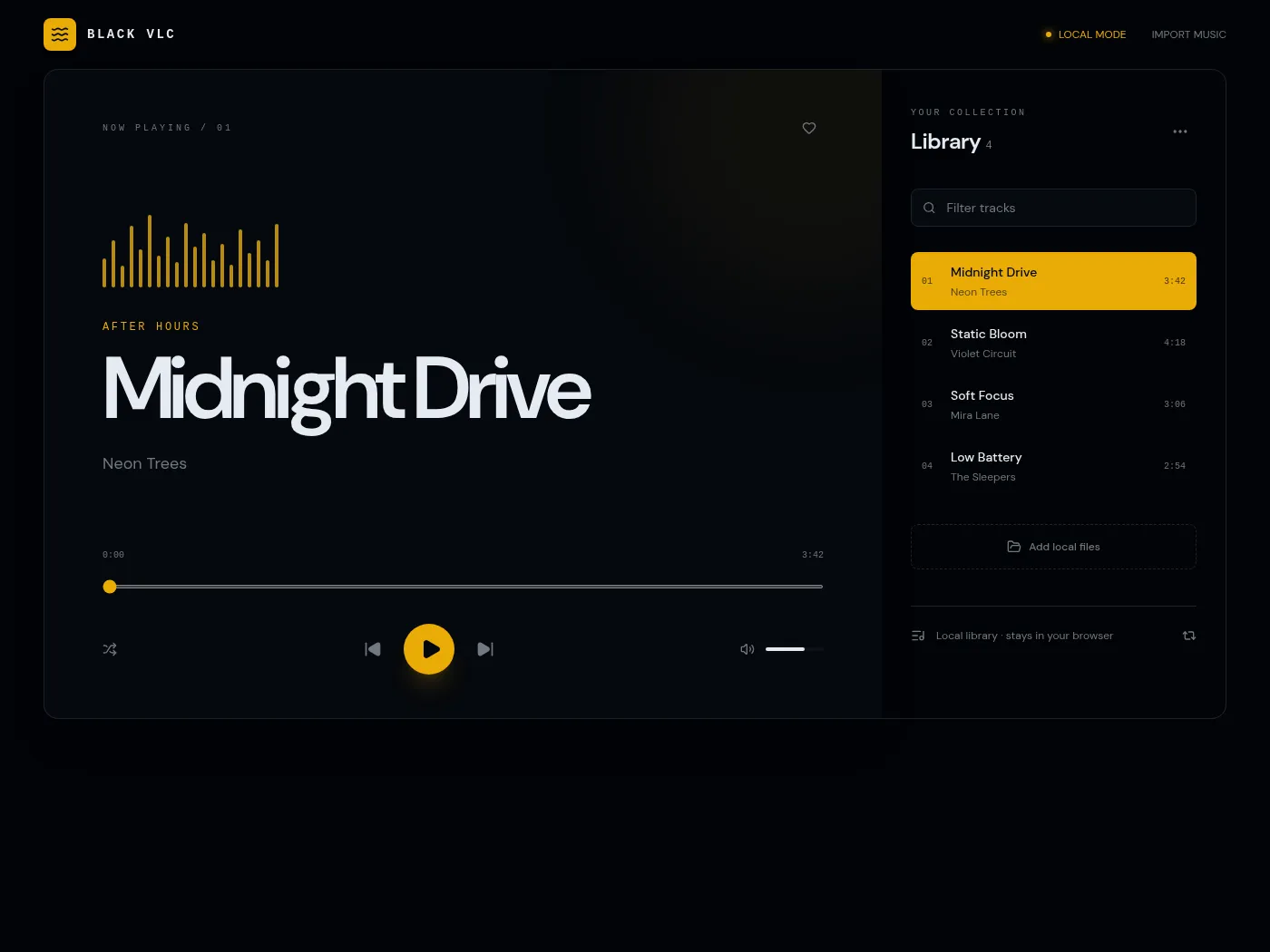 Black VLC Music Player