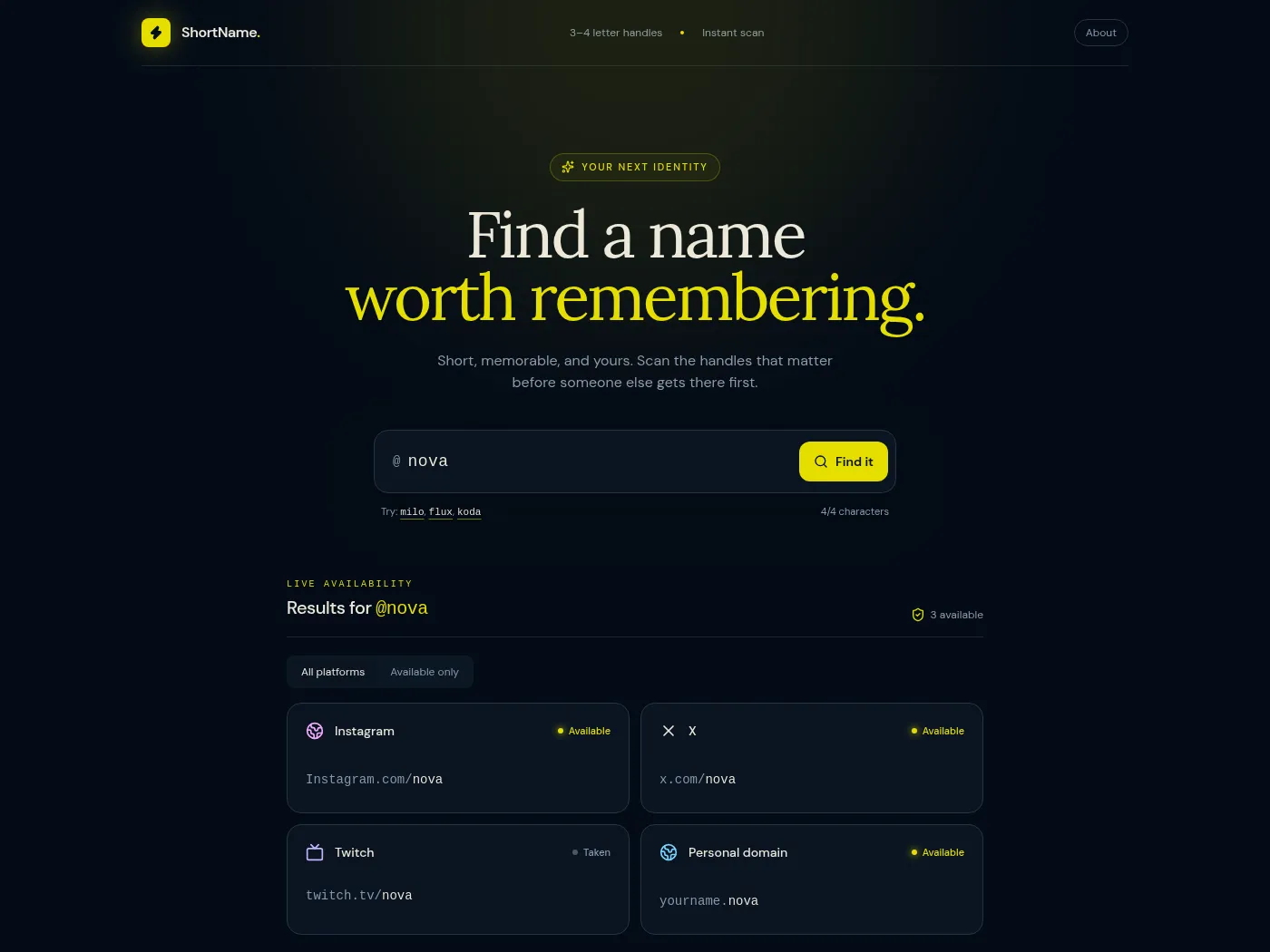 ShortName Finder