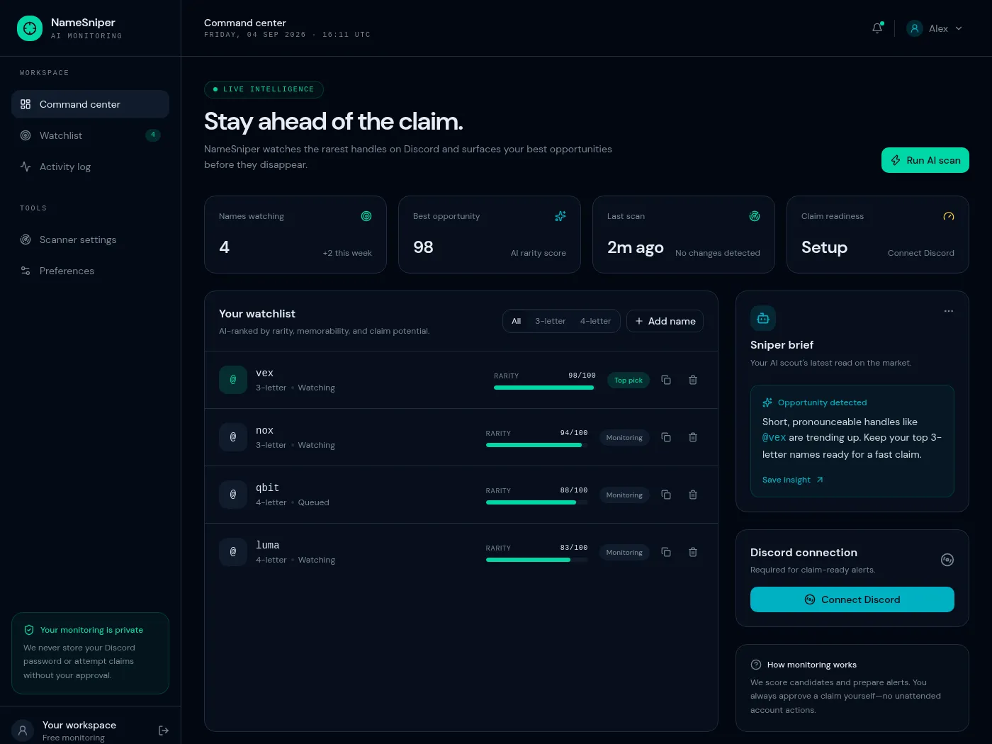 Discord NameSniper AI