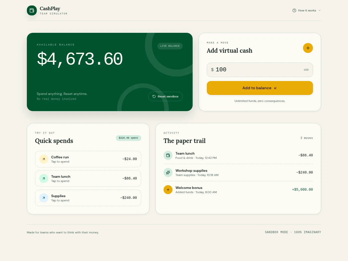 CashPlay Simulator