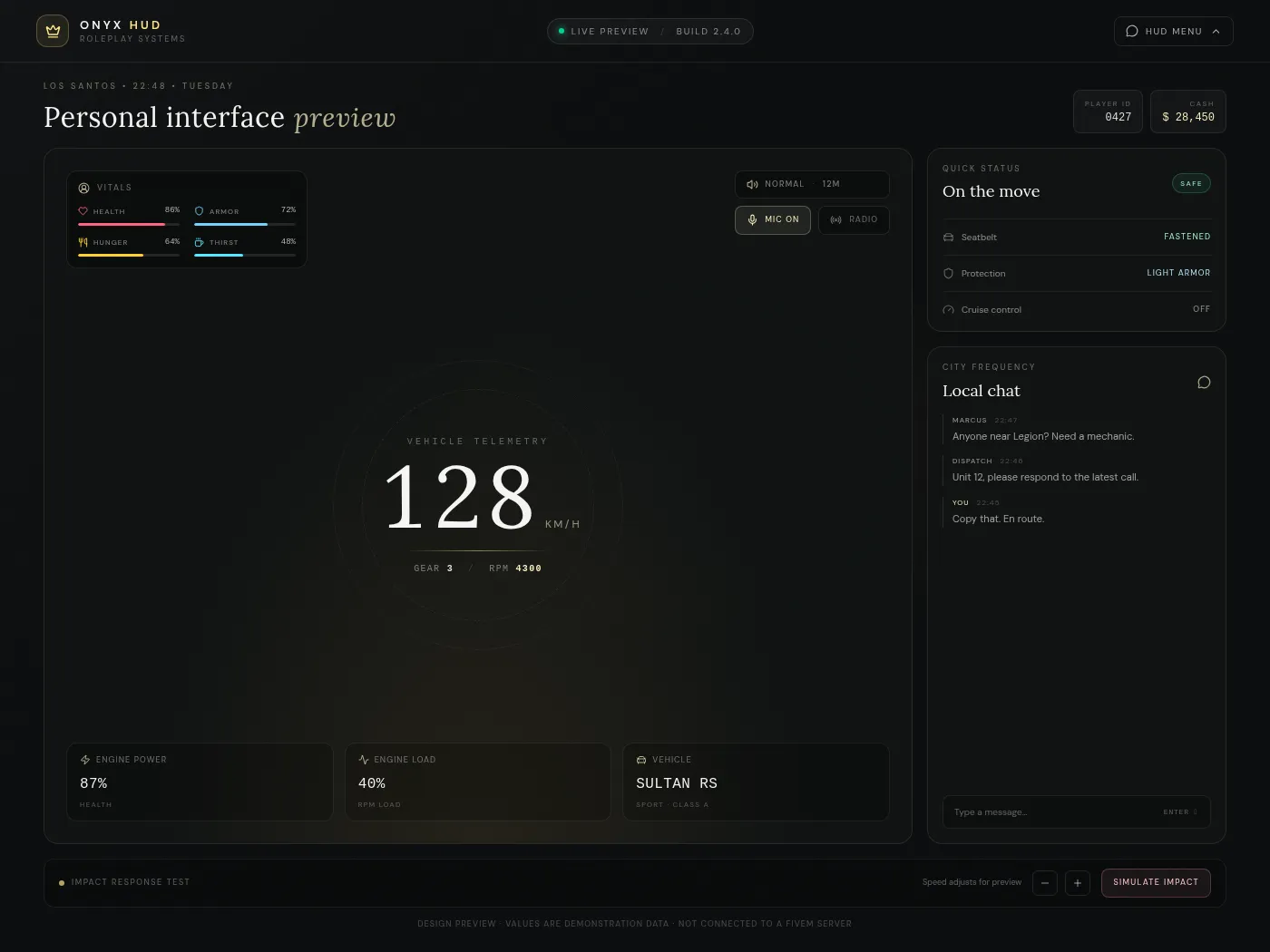 FiveM RP HUD Deluxe