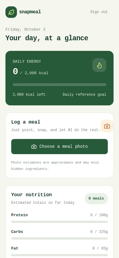 SnapMeal Nutrition App