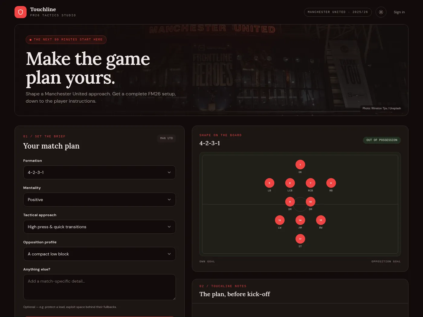 AI FM26 Tactics Builder