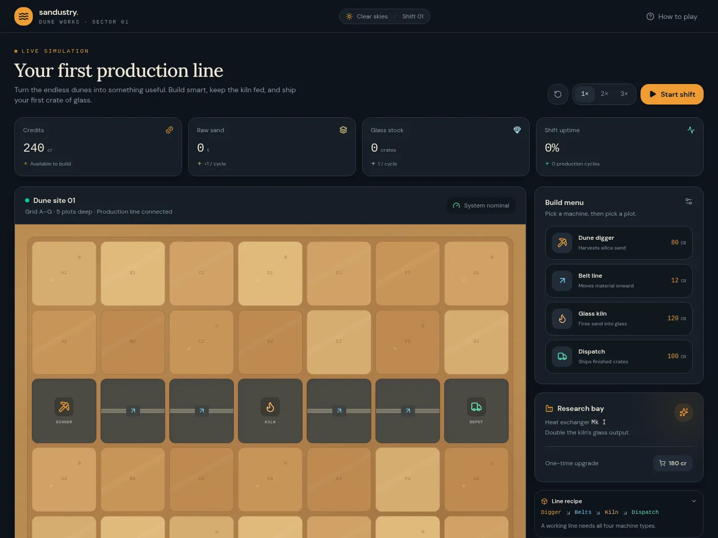 Sandustry Simulation Webapp