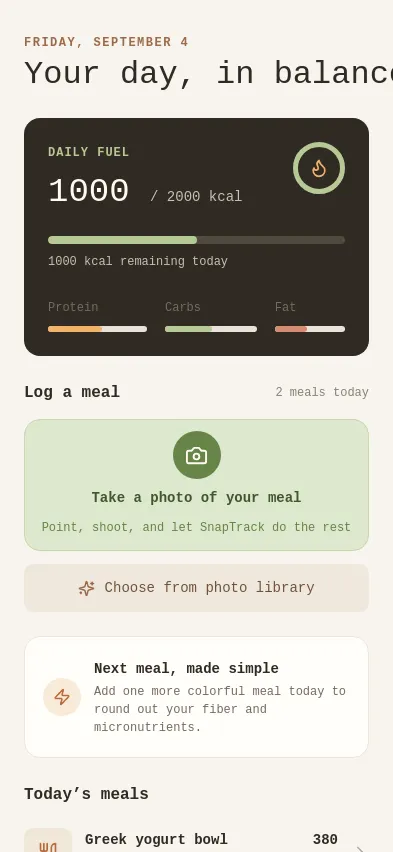 SnapTrack Nutrition AI
