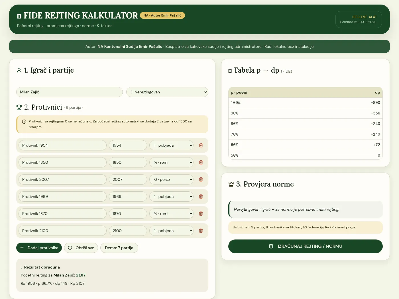 FIDE Chess Rating Calculator