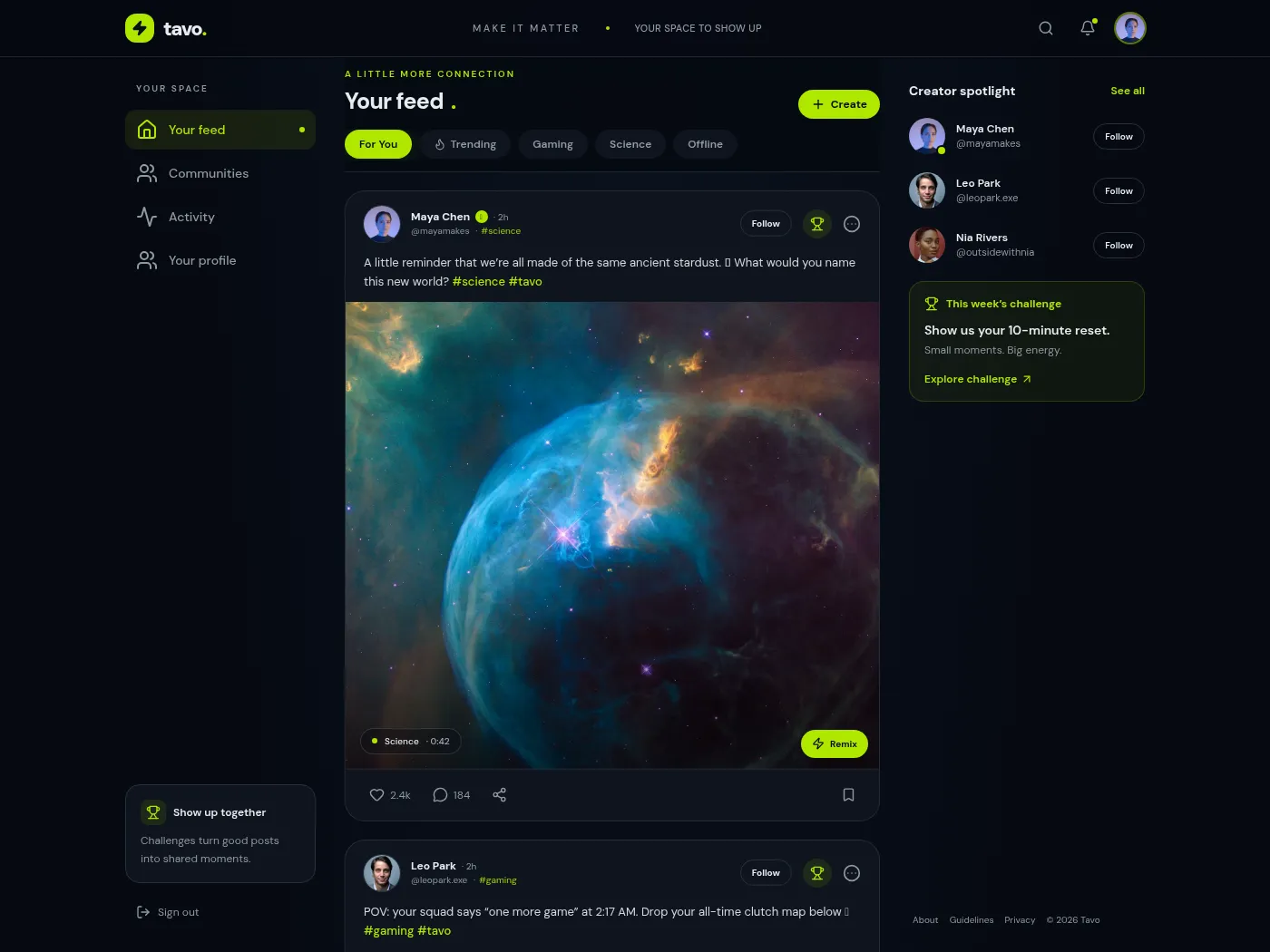 Tavo Social Platform