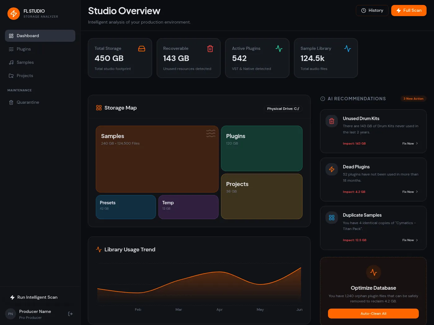 FL Studio Storage Analyzer