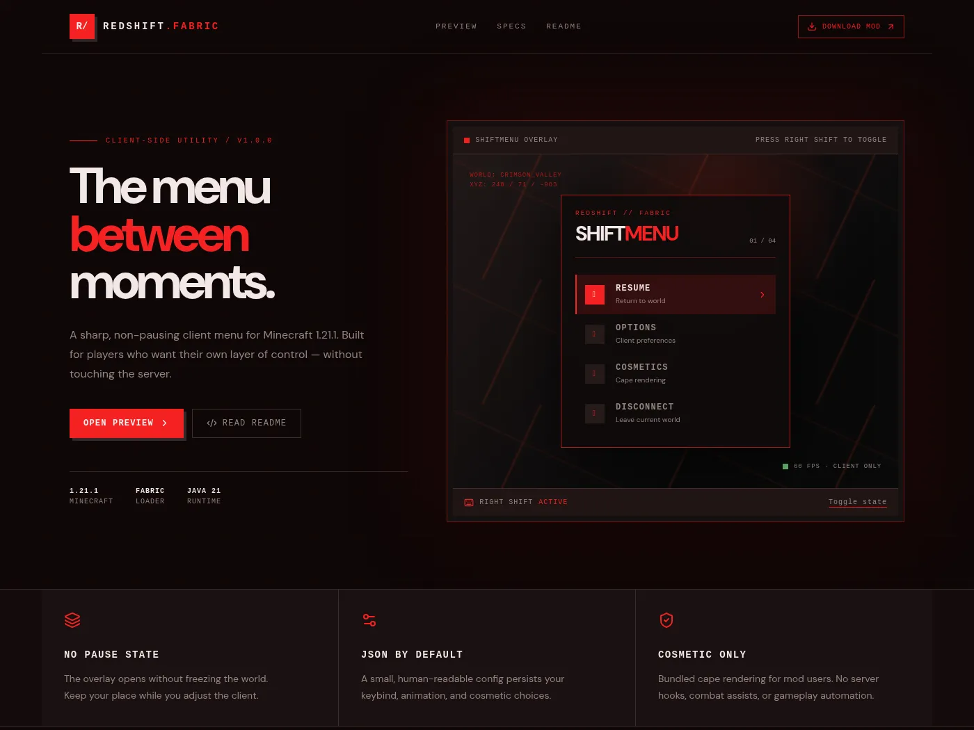 ShiftMenu Mod